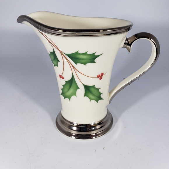Lenox | Dining | Lenox Holiday Platinum Pattern Holly Creamer Small ...